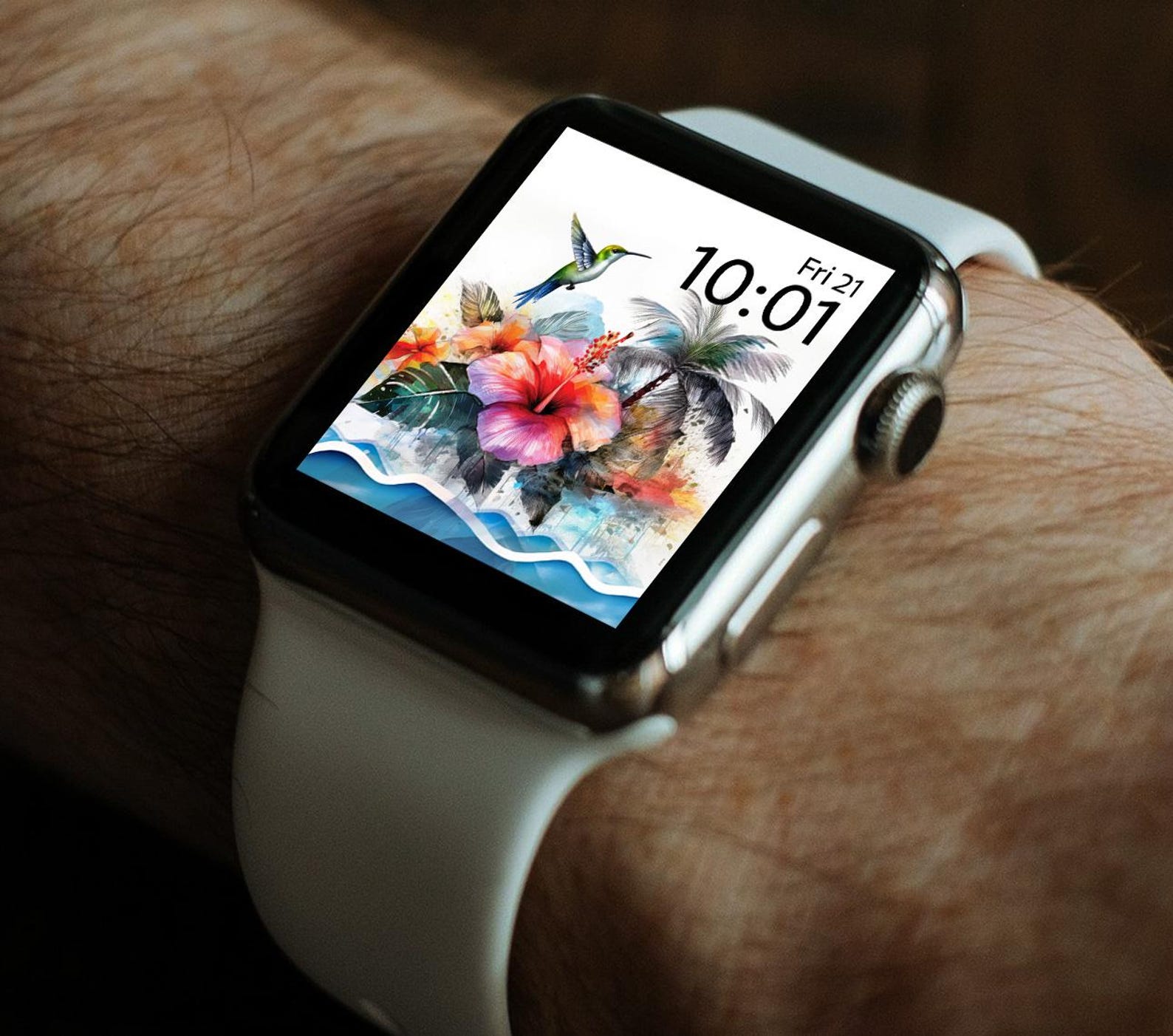 Apple Watch Face, Tropical Floral Watch Wallpaper, HIBISCUS Flower ...