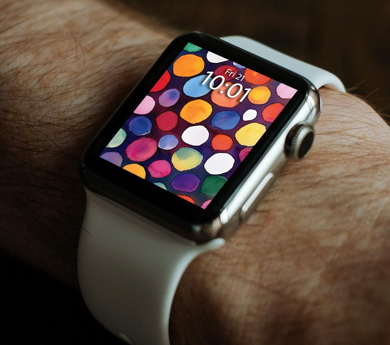 Apple Watch Face, Smartwatch Wallpapers, Polka Dot Rainbow Watch ...