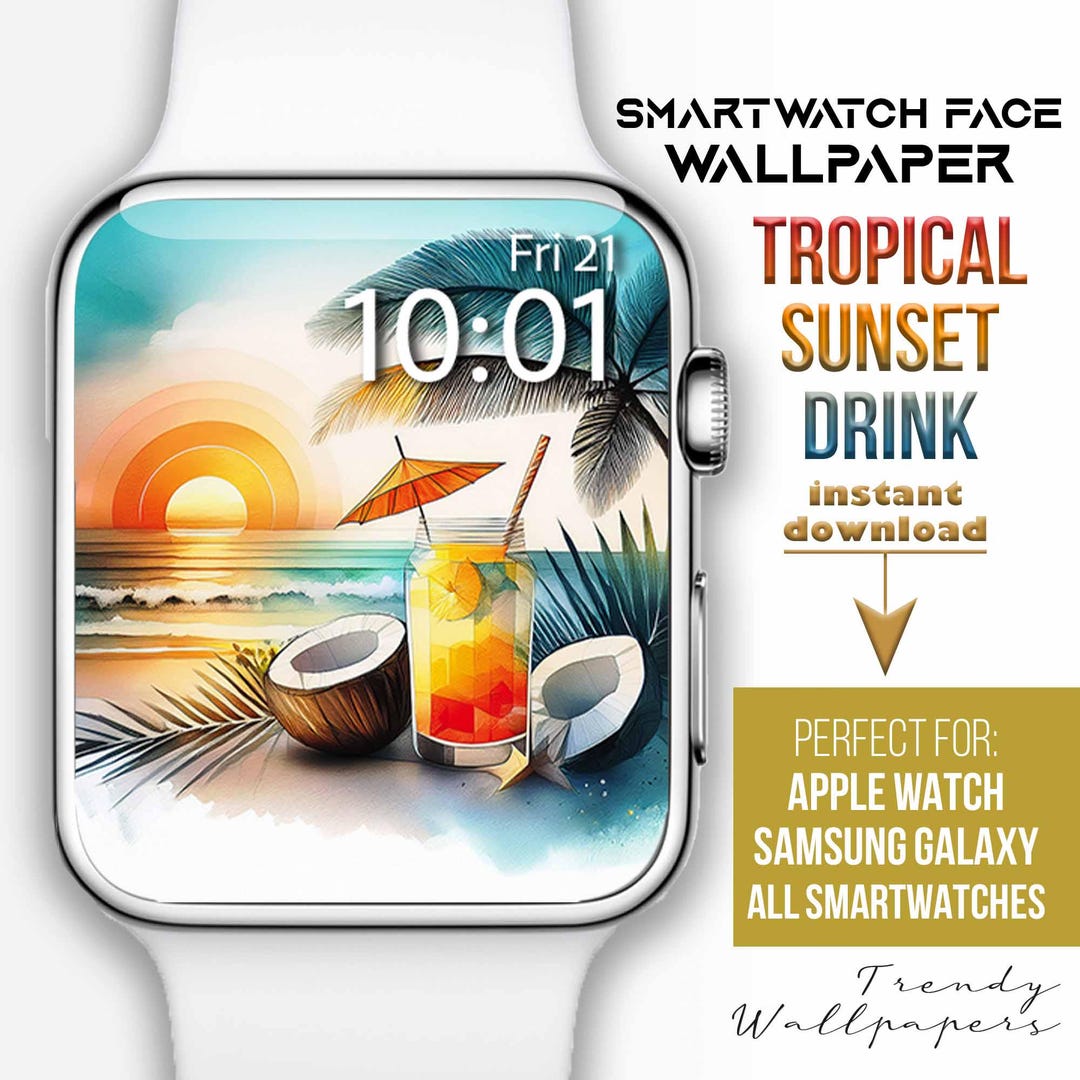 Apple Watch Face, Tropical Drink Watch Wallpaper, Summer Ocean Coconut ...