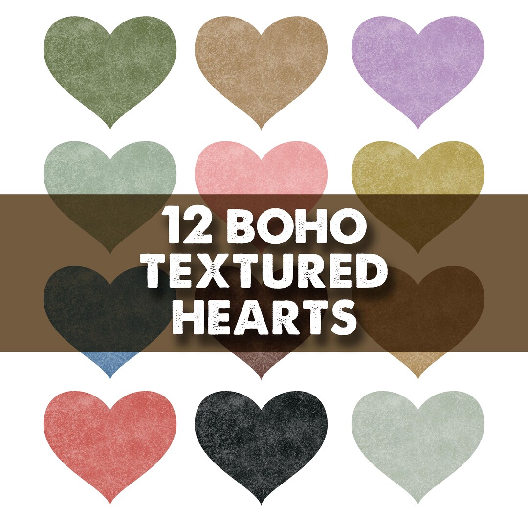 Heart Png Bundle, Earth Tones Heart Png, 12 Set Watercolour Hearts ...