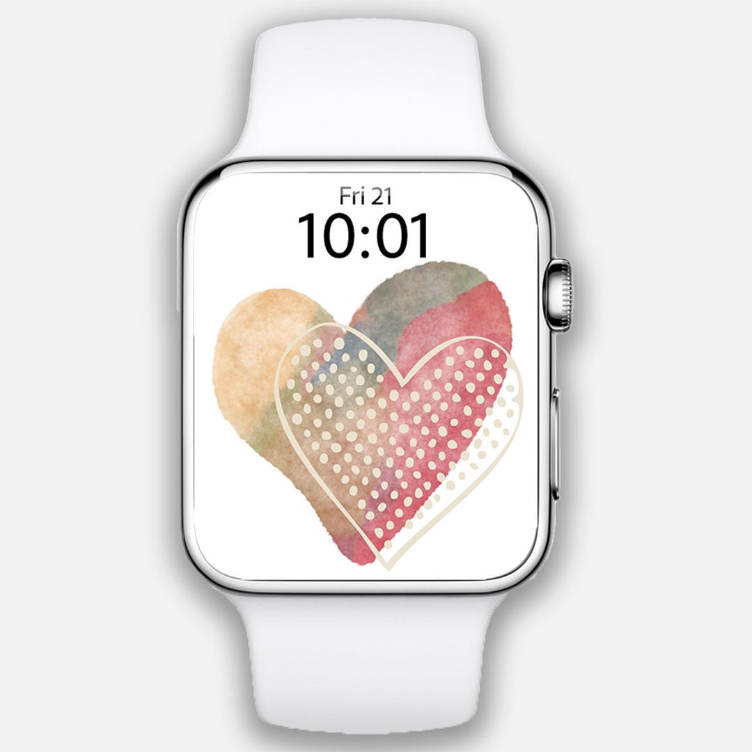 Apple Watch Face, Boho Pastel Color Watch Wallpaper, Hearts Smartwatch ...