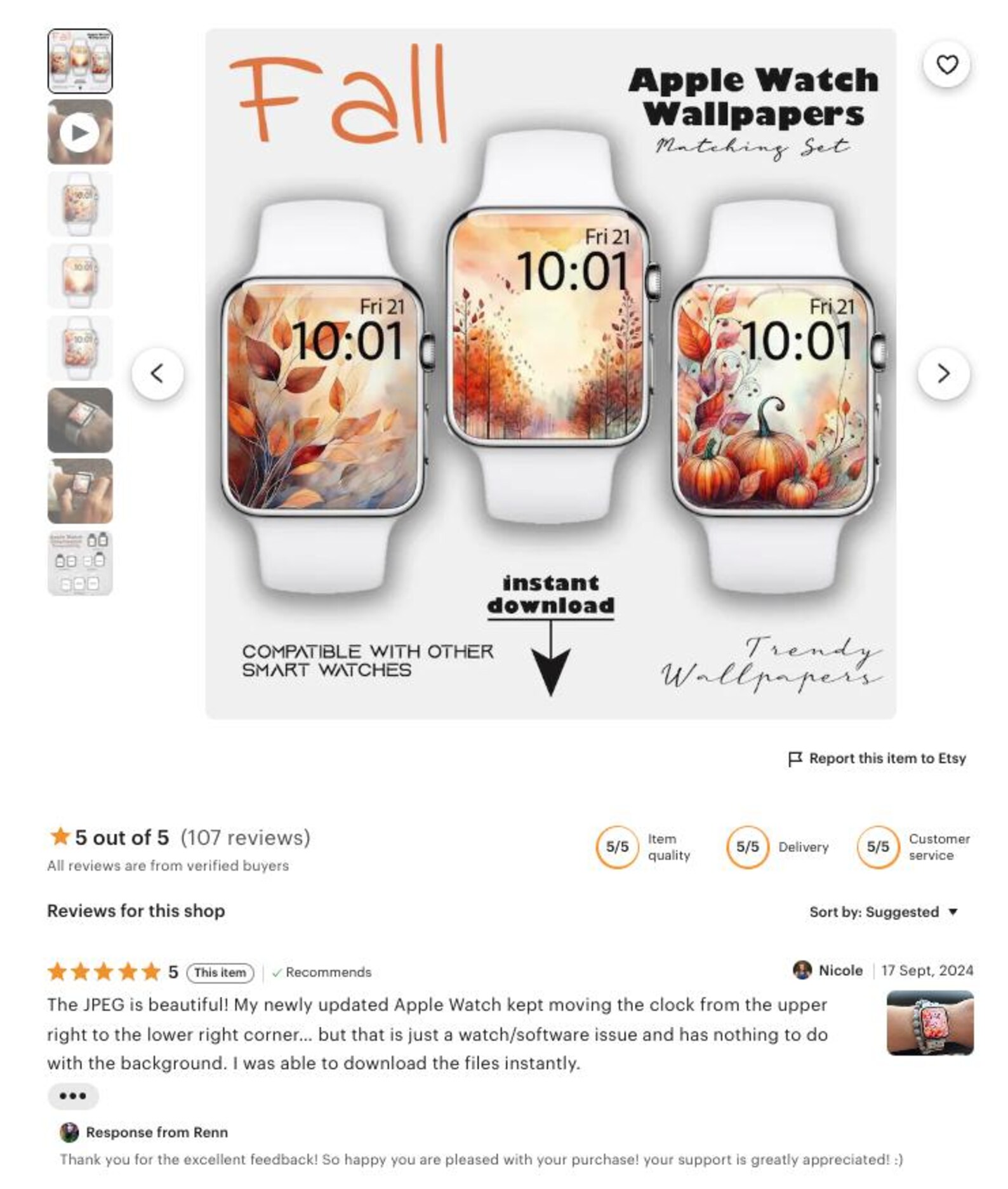 Apple Watch Faces, Set of 3 Fall Apple Watch Accessories, Apple Watch ...