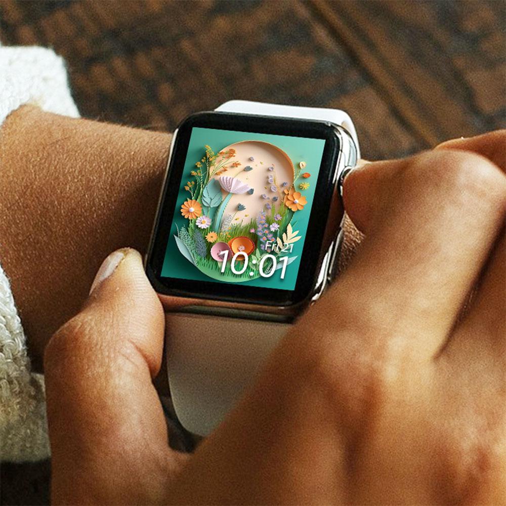 Apple Watch Face, 3D Floral Watch Wallpaper, Mint Green Wildflower ...