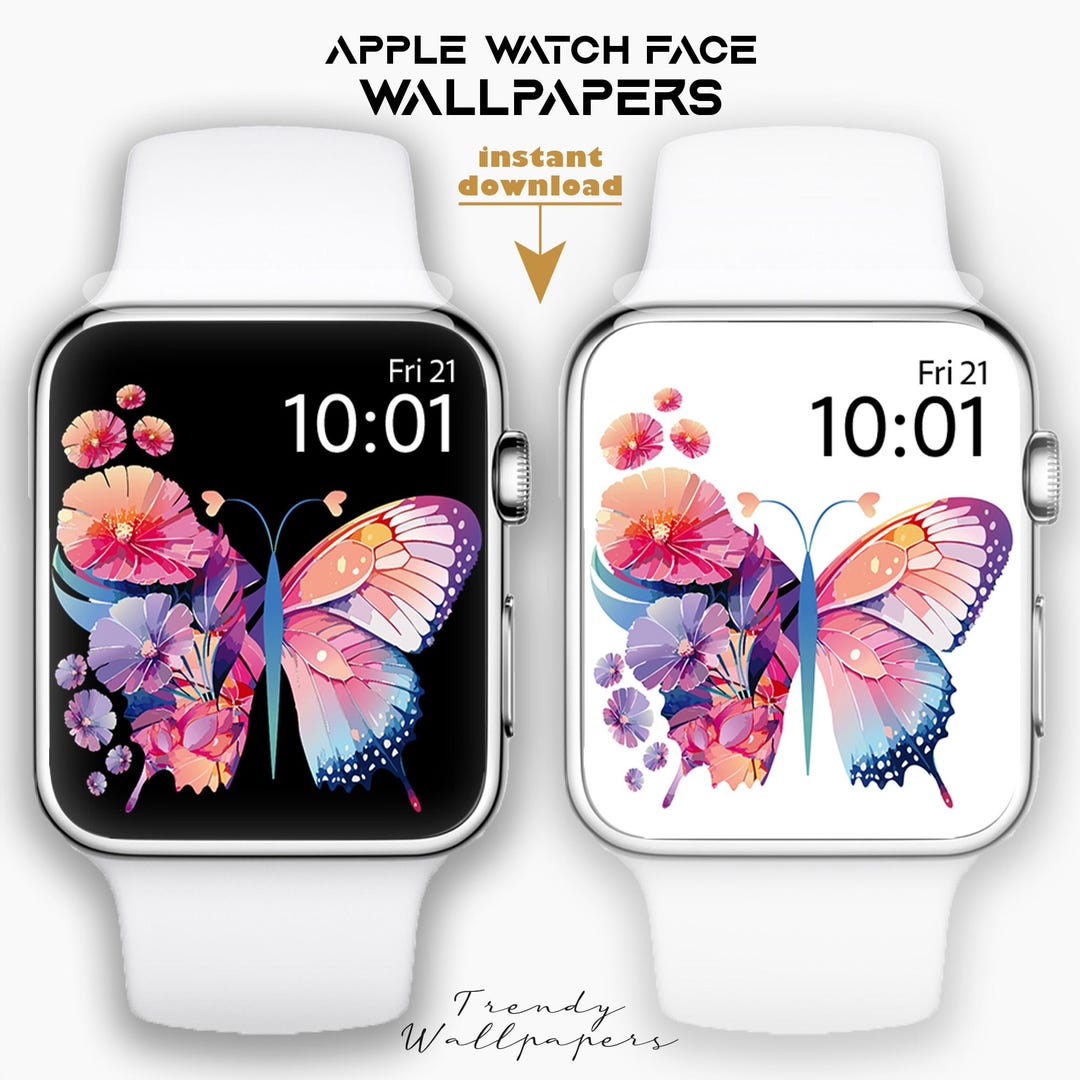 Apple Watch Face, Pastel Floral Butterfly Watch Wallpaper, Butterfly ...