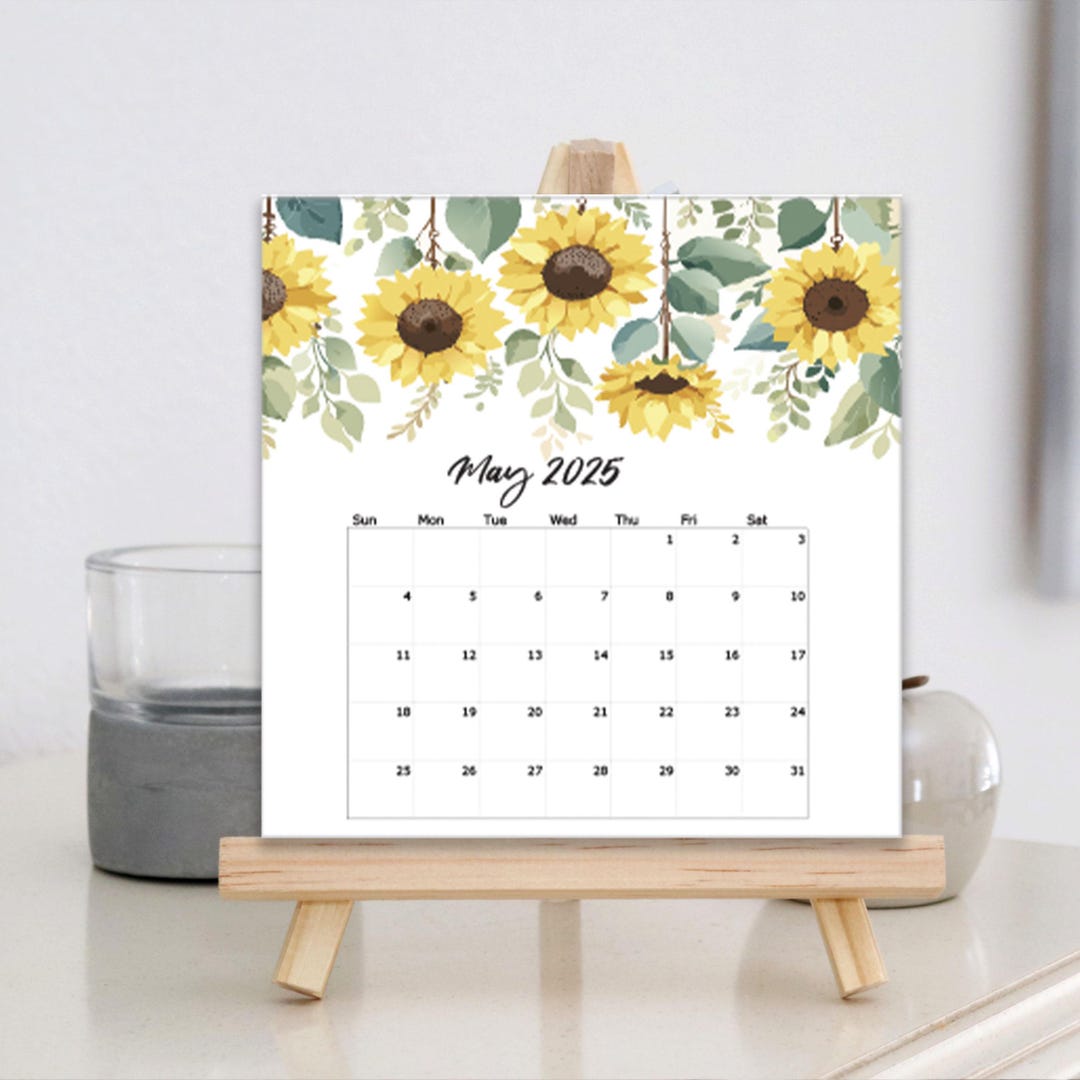 Printable Floral Desk Calendar 2025, Hanging Flowers Mini Desk Calendar ...