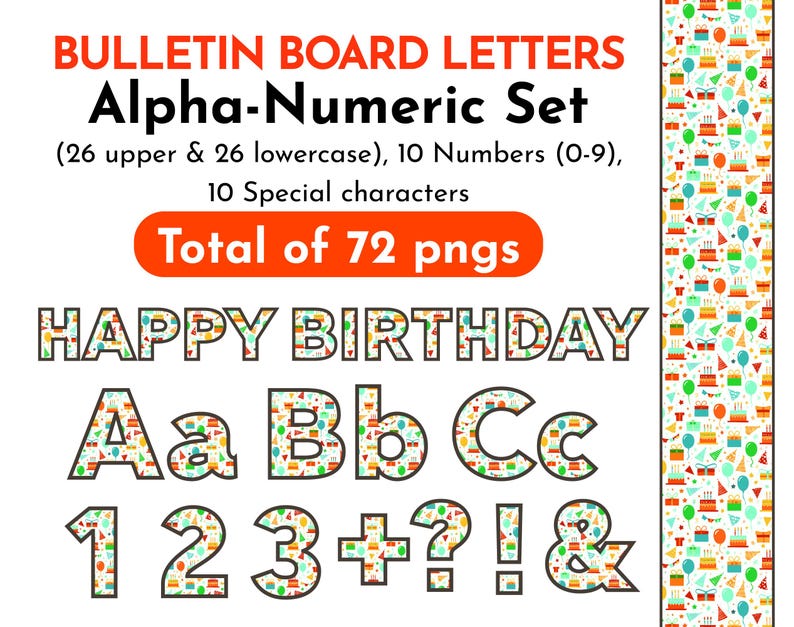 Bulletin Board Letters, Happy Birthday Decor, Party Decal Lettering ...
