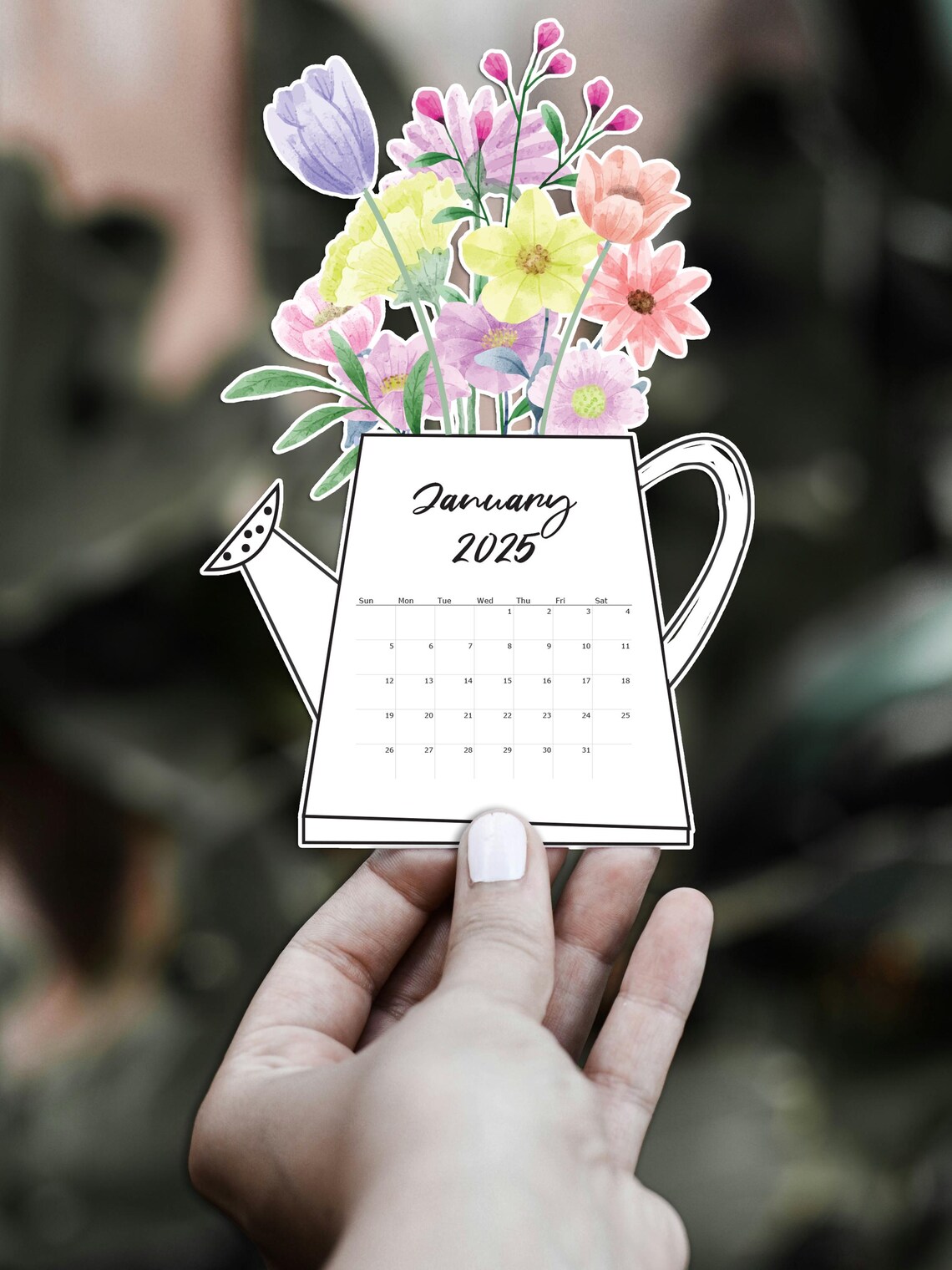Printable Flowers Desk Calendar 2025, PNG, Printable JPG, Mini Office ...