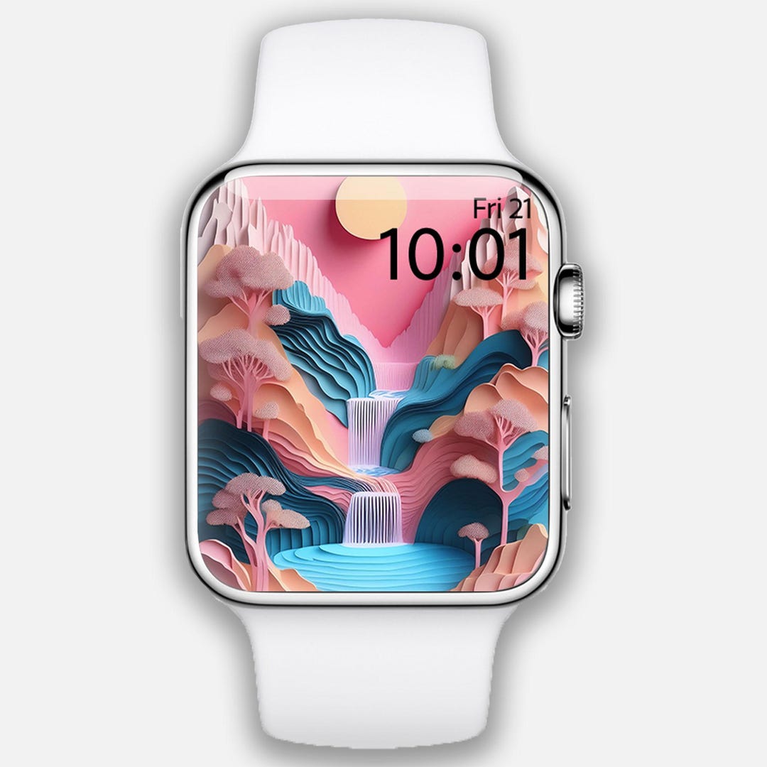 Apple Watch Face, 3D Watch Wallpaper, Waterfall Smartwatch Face, Pastel ...