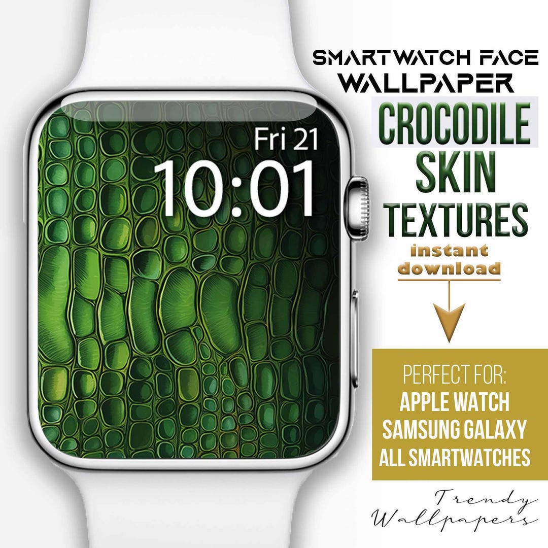 Apple Watch Face, Crocodile Skin Texture Watch Wallpaper, Emrald Green ...