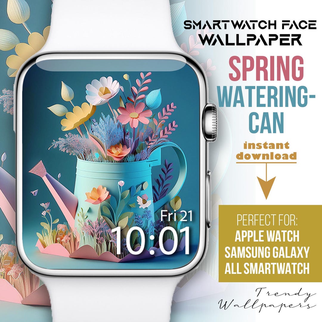 Apple Watch Face, 3D Pastel Floral Watch Wallpaper, Watering Can ...