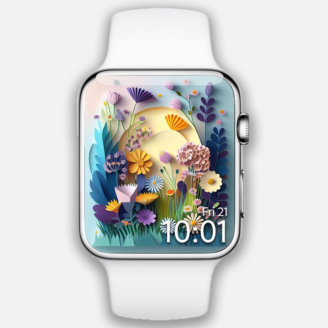 Apple Watch Face, 3D Floral Watch Wallpaper, Pastel Wildflower ...