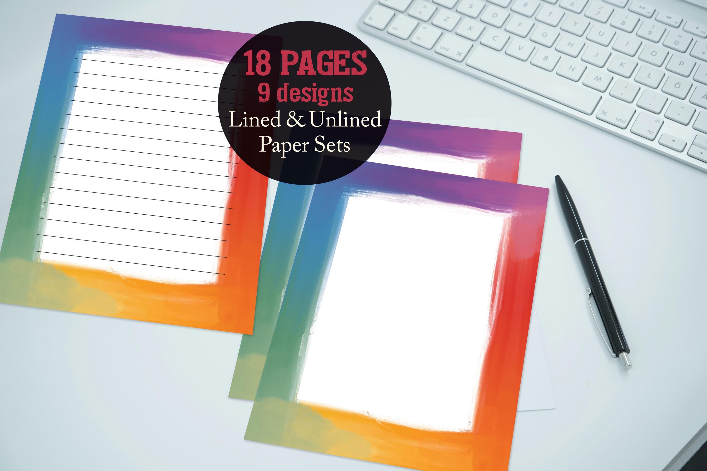 Writing Paper, Oil Painted Frame, Rainbow Stationery, Note Paper, Lined ...