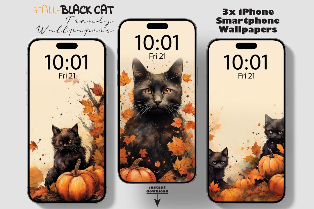 IPhone Wallpaper, Smartphone Wallpaper Fall Leaves and Pumpkins ...