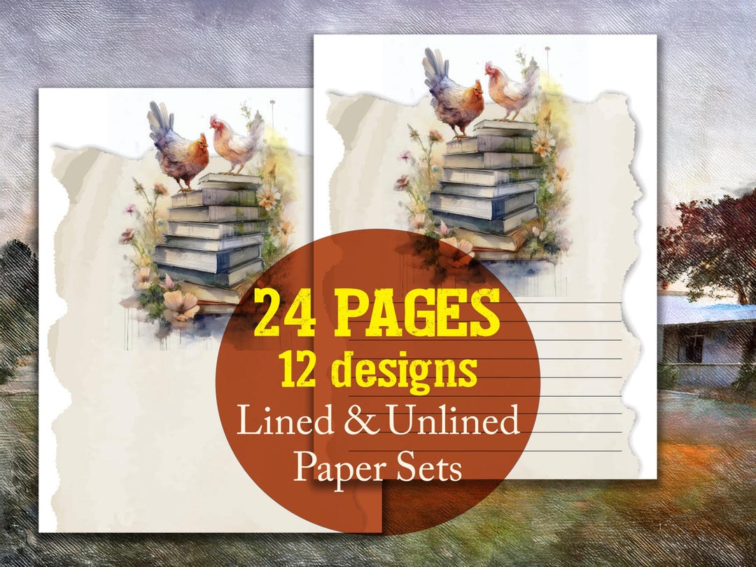 Farm Writing Paper, Chicken Stationery, Note Paper, Junk Journal, Stack ...