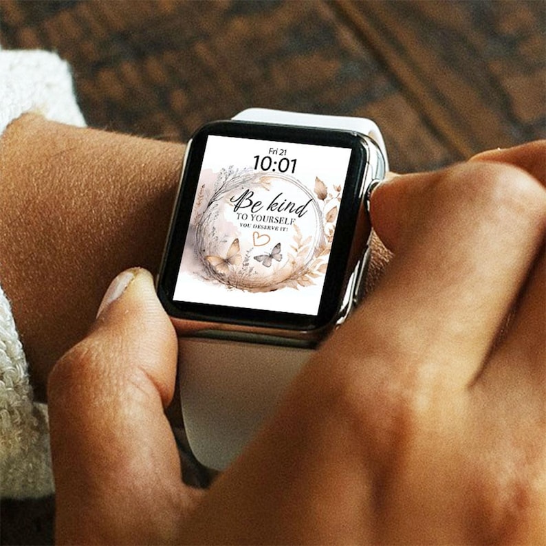 Apple Watch Face, Smartwatch Wallpapers, Boho Beige Botanical Watch ...