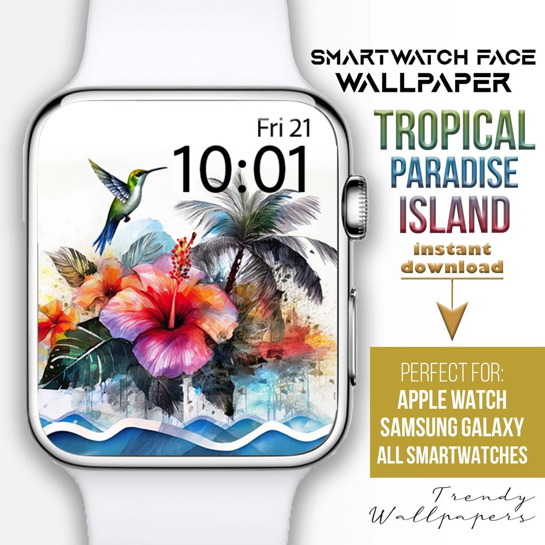 Apple Watch Face, Tropical Floral Watch Wallpaper, HIBISCUS Flower ...