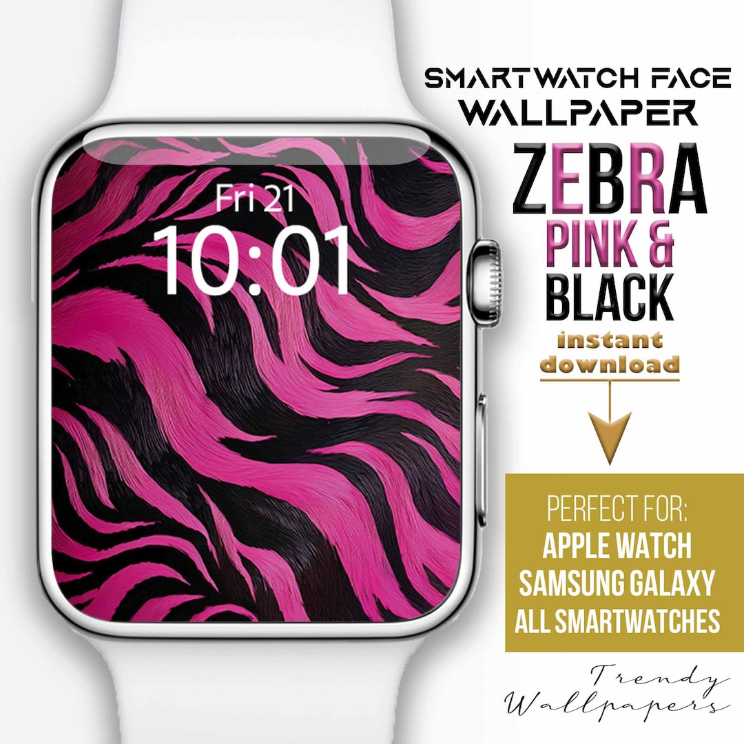 Apple Watch Face, Zebra Print Smartwatch Wallpaper, Pink and Black ...