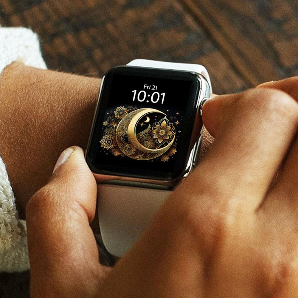 Apple Watch Face, Smartwatch Wallpaper, Gold Arabesque Watch Face ...