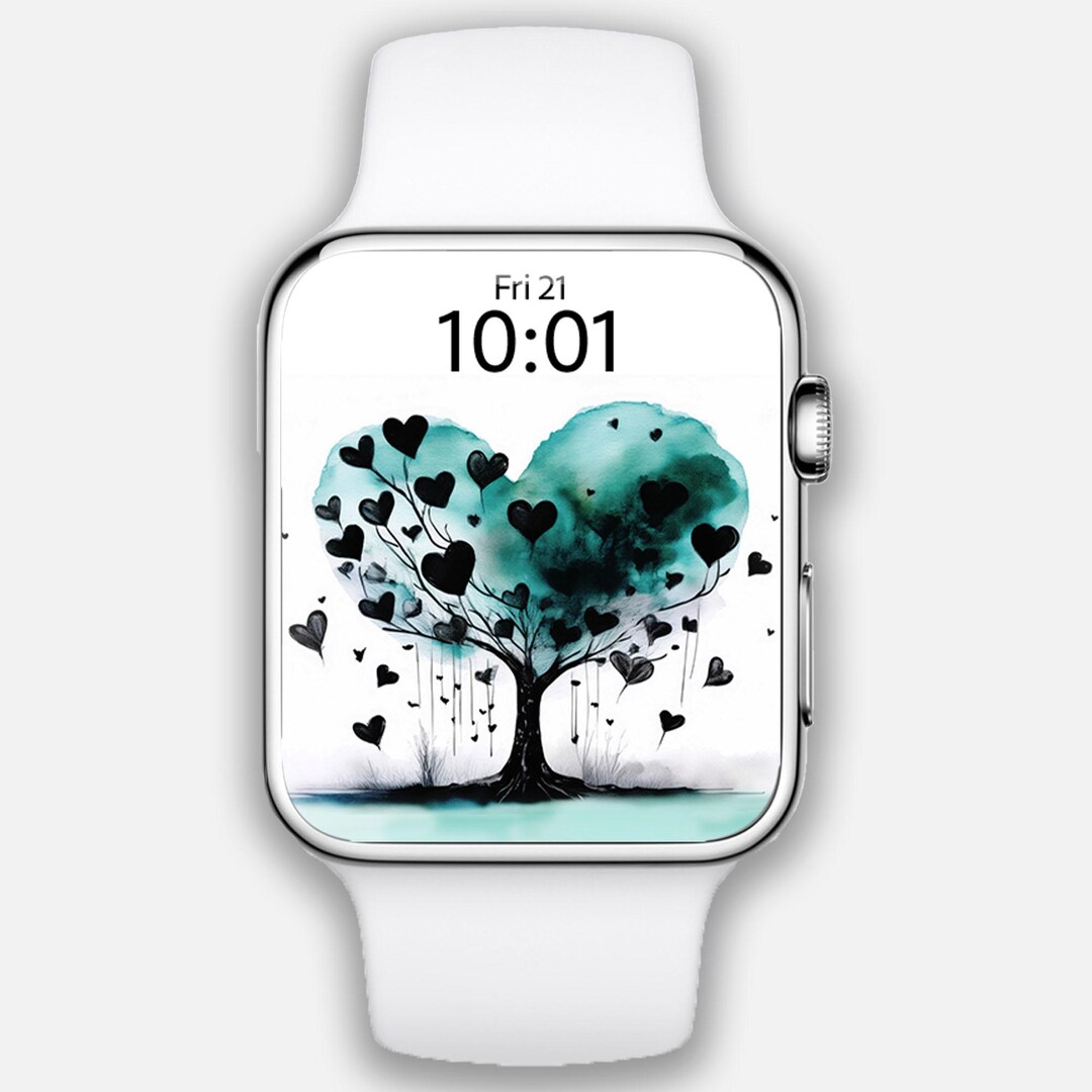 Apple Watch Face, Hearts Watch Wallpapers, Teal Heart Tree, Gree Apple ...