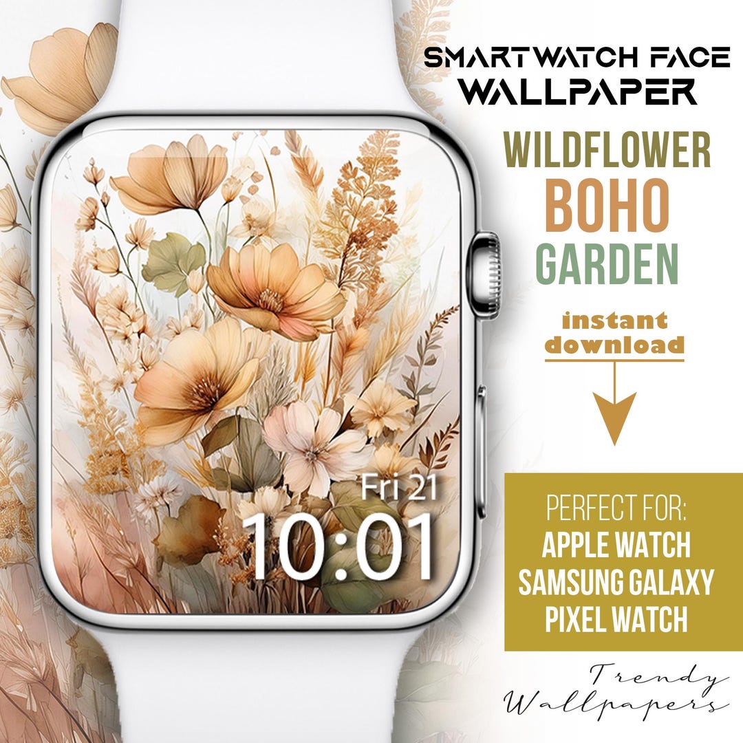 Apple Watch Face, Smartwatch Wallpapers, Boho Beige Botanical Watch ...