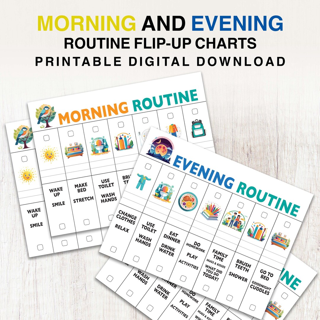 Kids Daily Routine Flip Chart: Visual Schedule (PDF Download) - Etsy