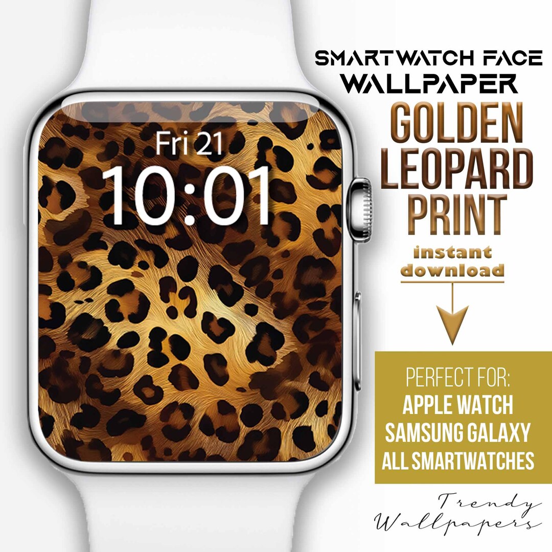 Apple Watch Face, Leopard Print Smartwatch Wallpapers, Gold Leopard ...