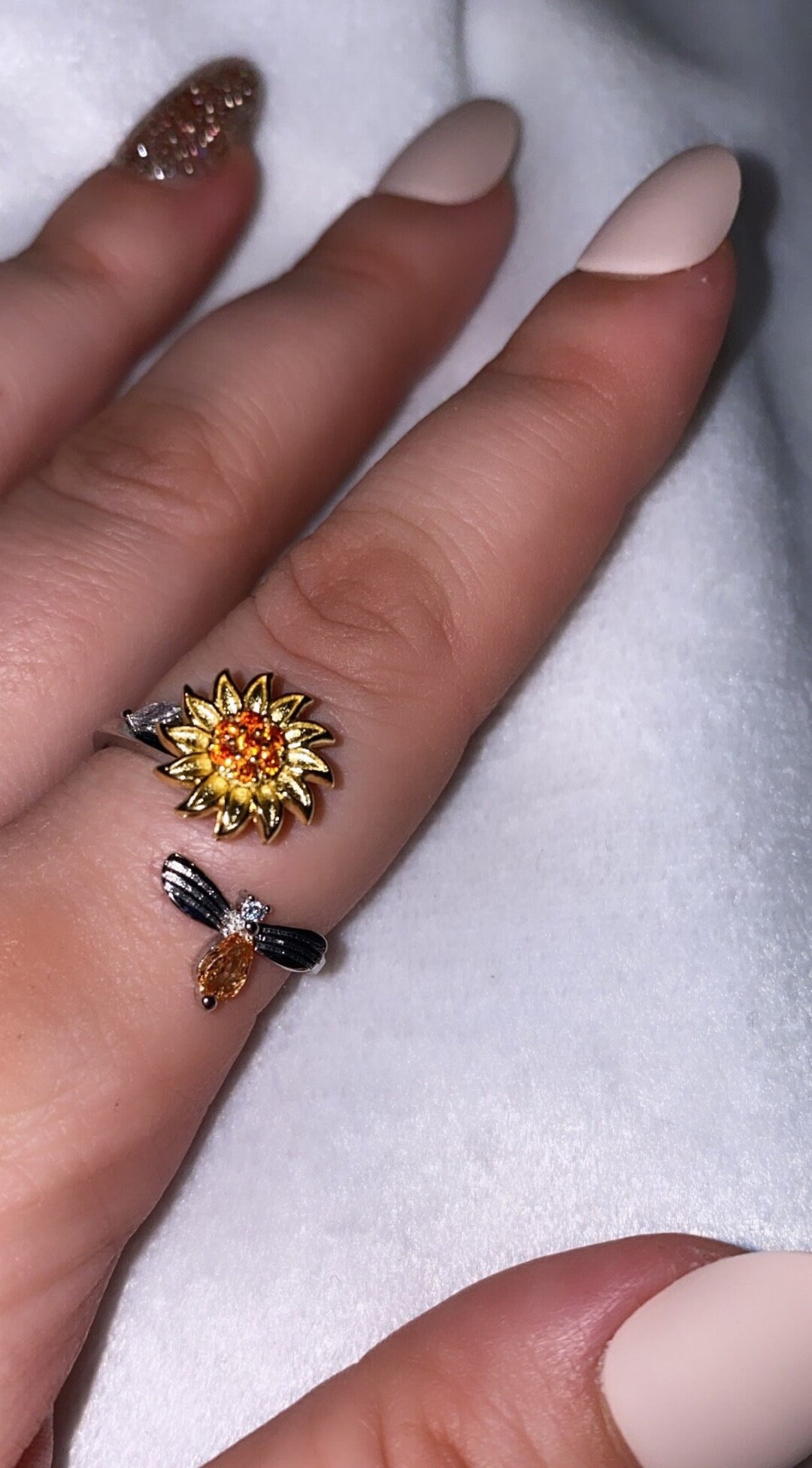 The Yara Yellow Sunflower Spinning Anxiety Ring - Etsy