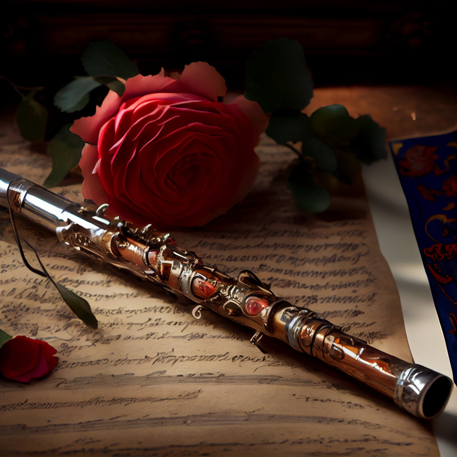 Flutist Printable Poster, Rose Poster, Printable Flute Poster, Flute ...