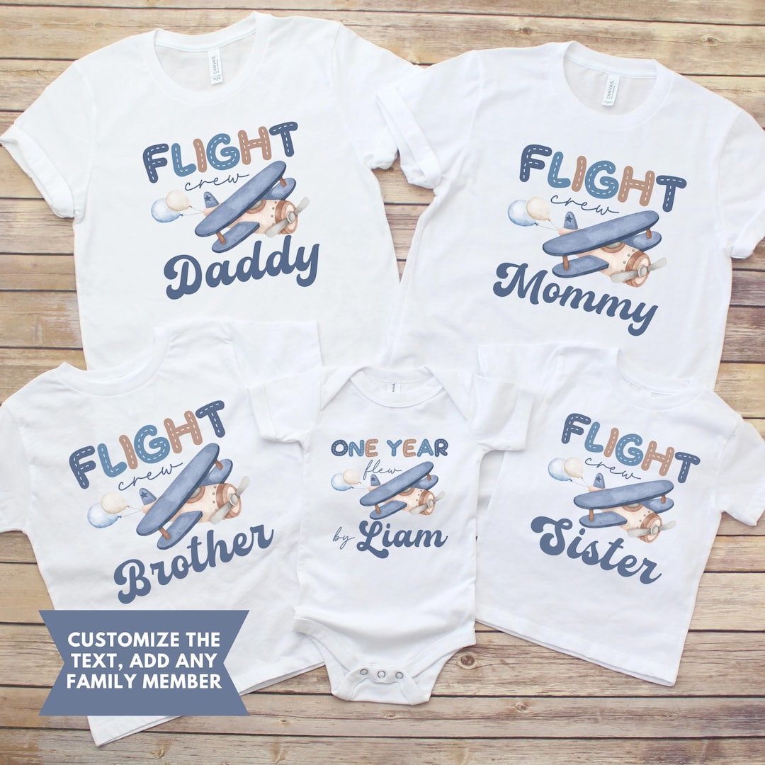 Airplane Birthday Shirt, Flying Into One, Flight Crew Family Shirts ...
