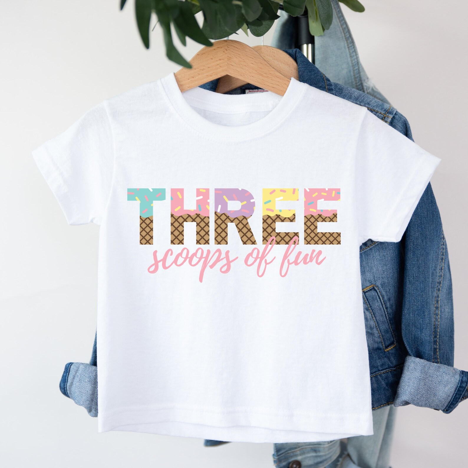 Three Scoops of Fun Ice Cream Girls 3rd Birthday Shirt, 3rd Birthday ...