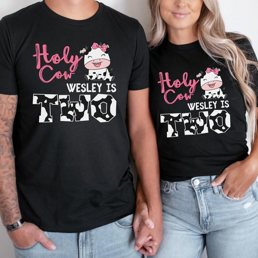 Holy Cow I'm One Matching Family Birthday Shirts Holy Cow Girl Birthday ...