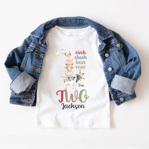 Farm 2nd Birthday Shirt, Cluck Oink Baa Moo I'm Two Birthday Shirt ...