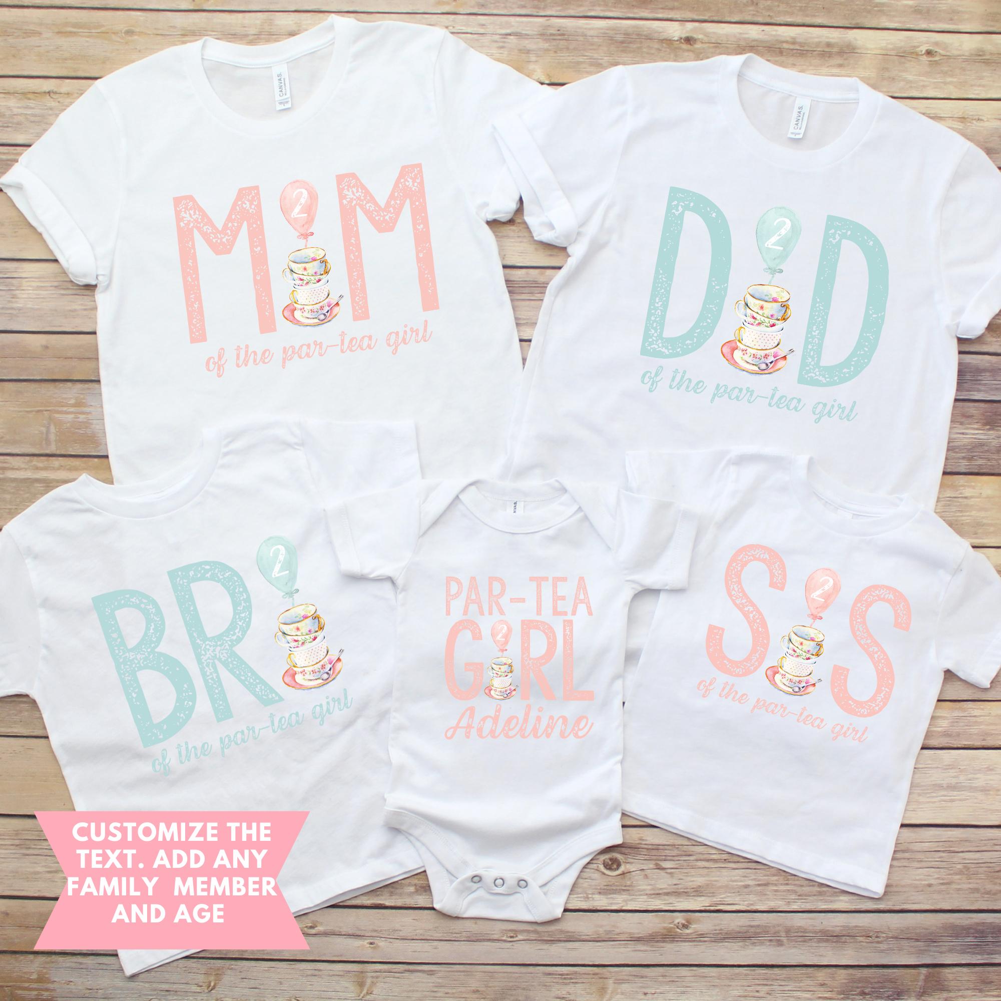 Tea Party Birthday Shirts, Par-tea Girl Birthday Tee, Family Matching ...