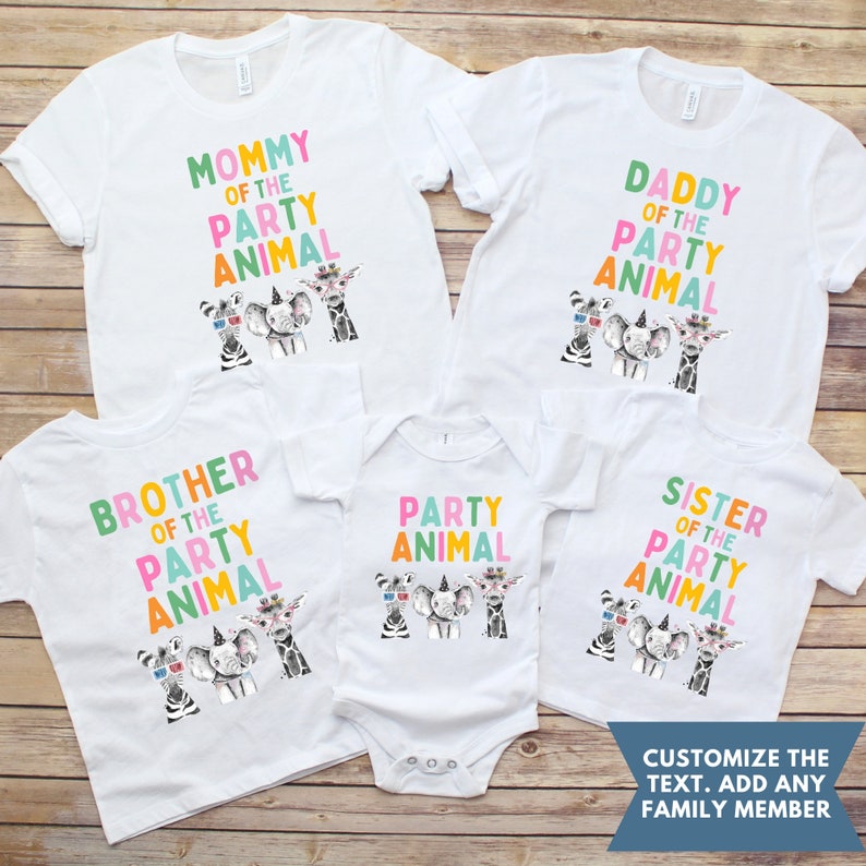 Personalized Party Animal Birthday Shirt, Zoo Animals Birthday, Party ...