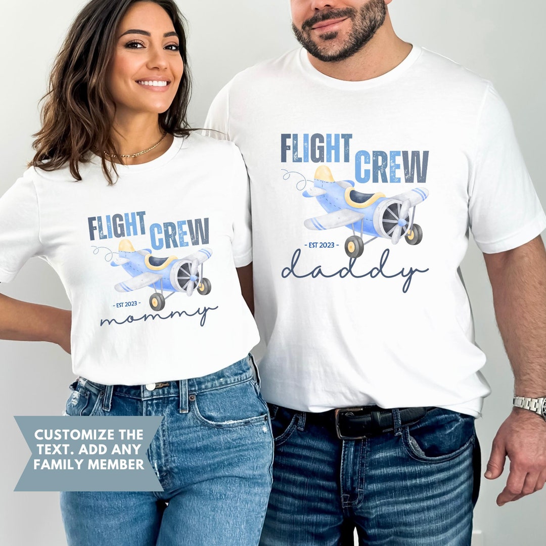 Personalized Flight Crew Family Shirts, Vintage Airplane Birthday ...