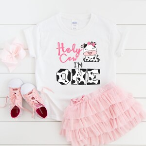 Holy Cow I'm One Matching Family Birthday Shirts Holy Cow Girl Birthday ...