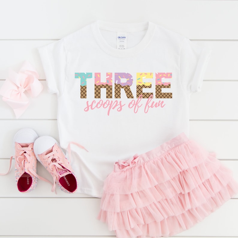 Three Scoops of Fun Ice Cream Girls 3rd Birthday Shirt 3rd - Etsy