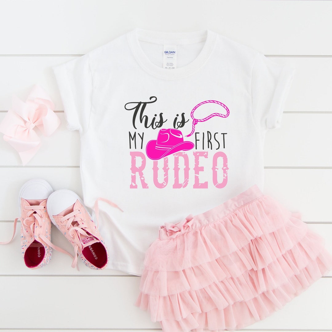 Pink Cowboy Birthday Shirt, My First Rodeo Girl Birthday Shirt, Cowgirl ...