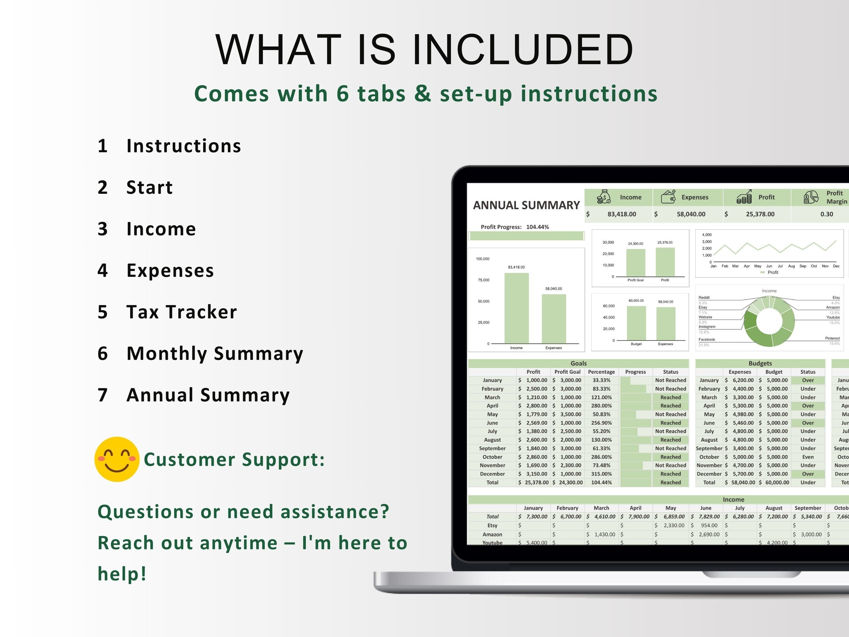 Small Business Bookkeeping Spreadsheet | Financial Template | Sales Tax ...