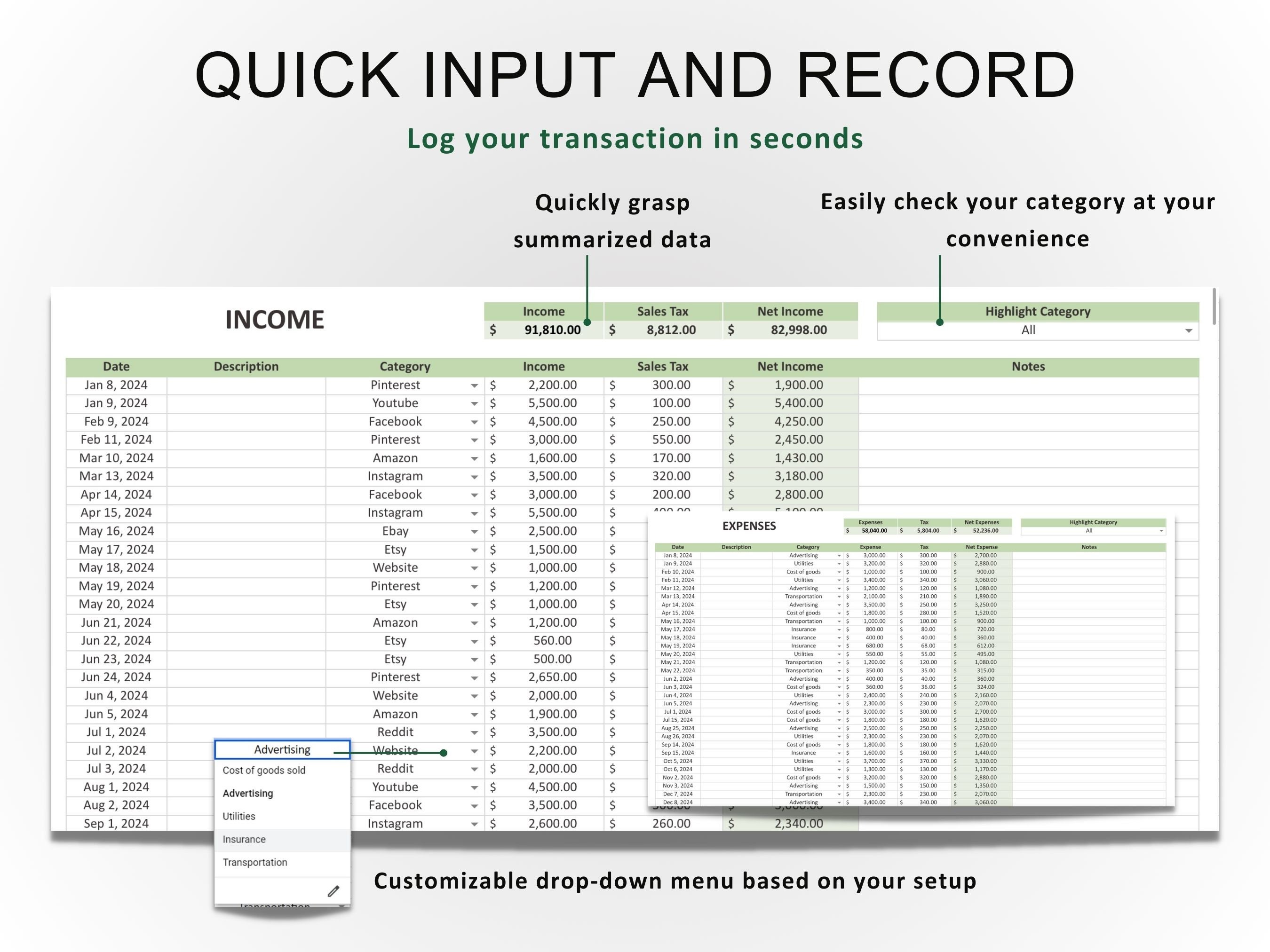 Small Business Bookkeeping Spreadsheet Financial Template Business ...