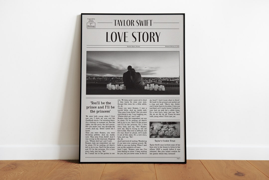 Taylor Swift 'love Story' Inspired DIGITAL DOWNLOAD, Retro Newspaper ...