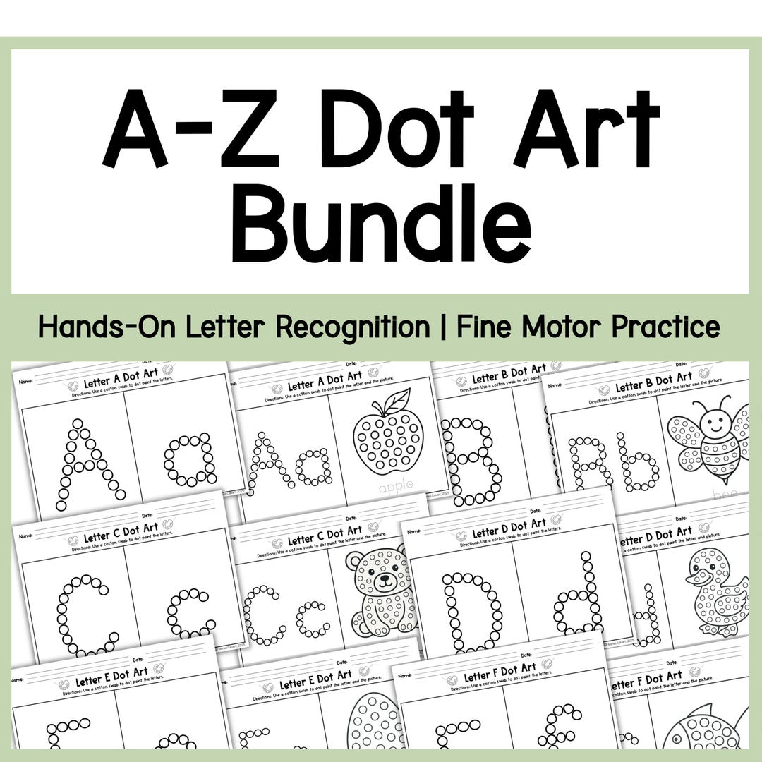 Alphabet Dot Art Printable Pack | A–Z Q-tip Painting Worksheets | Fine ...