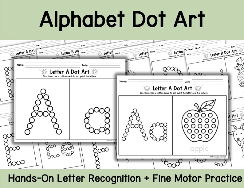 Alphabet Dot Art Printable Pack | A–Z Q-tip Painting Worksheets | Fine ...
