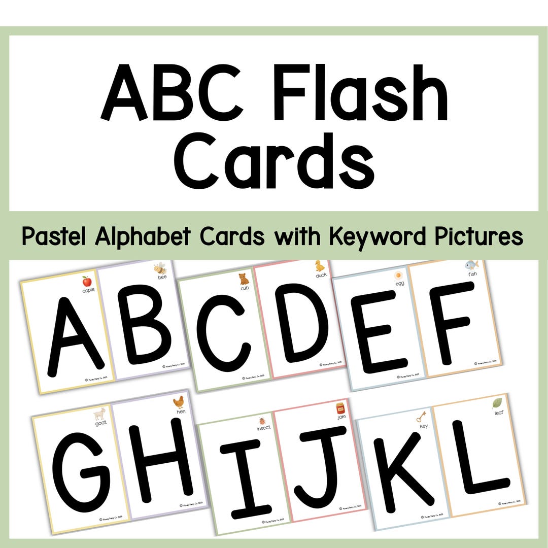 ABC Flash Cards | Pastel Alphabet Cards With Keyword Pictures ...