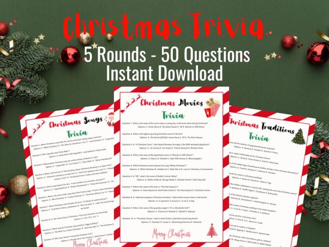 Christmas Trivia Quiz Game, Printable Christmas Party Game, Holiday ...