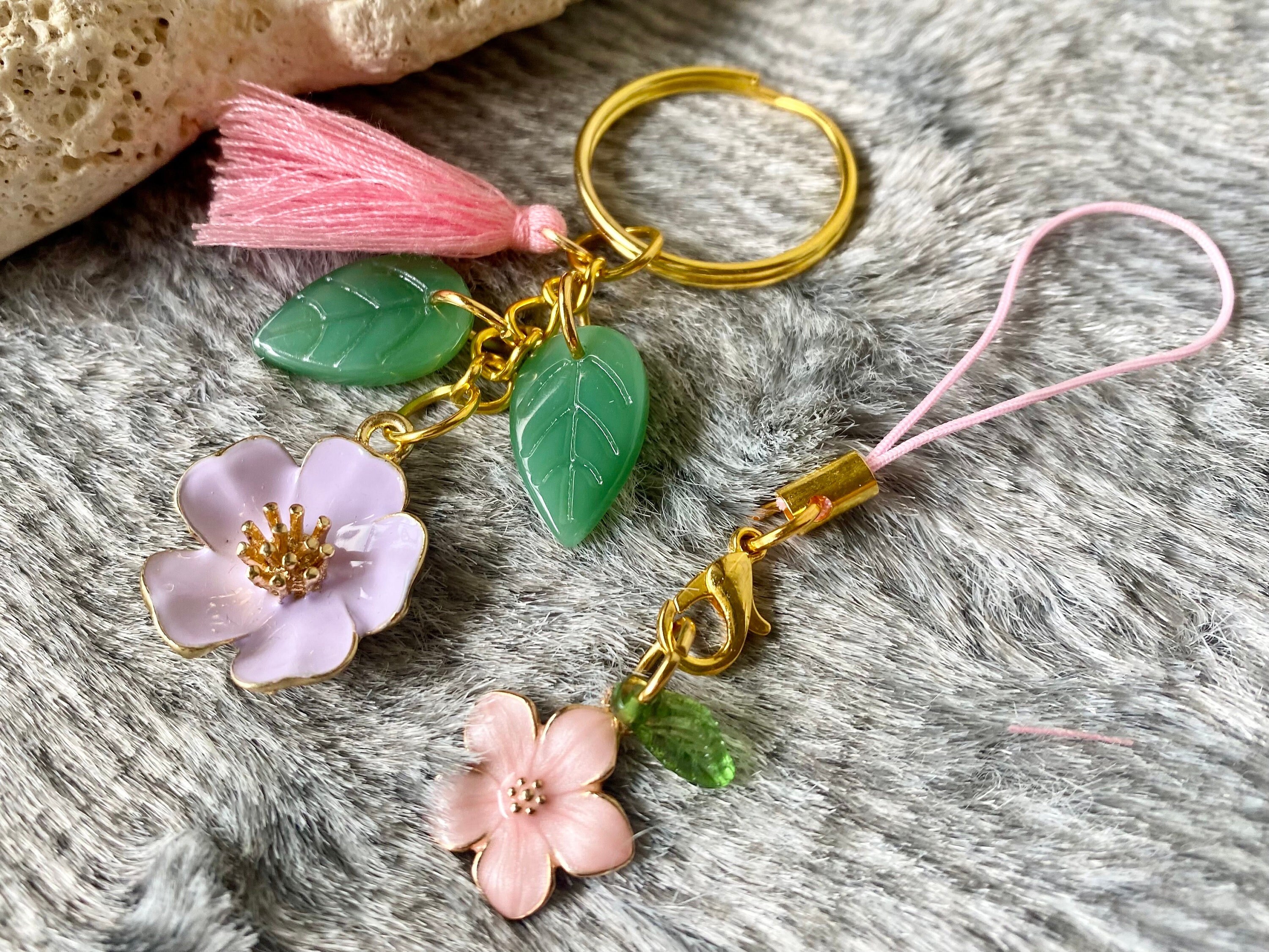 Sakura Keychain, Handmade Sakura Charm, Cherry Blossom, Sakura Cherry ...