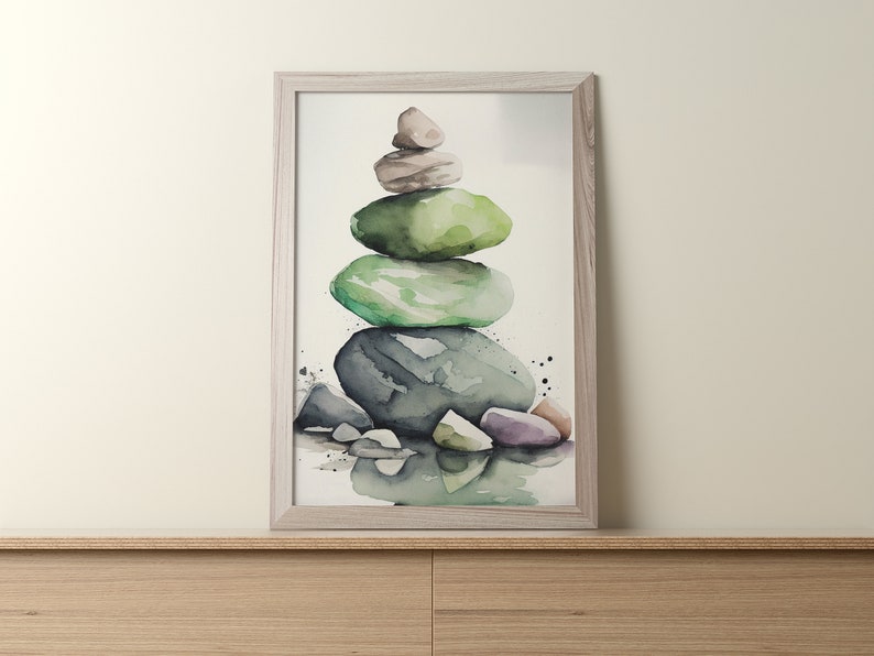 Watercolor Cairn Rock Stack Digital Art Printable Art - Etsy