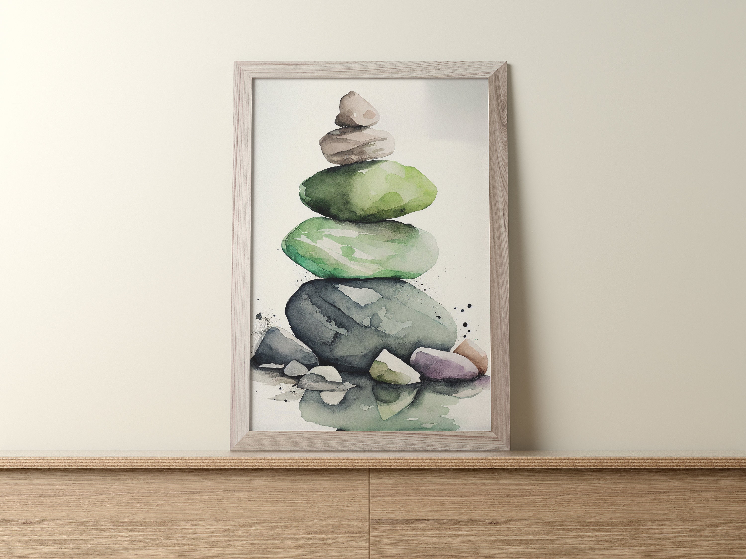 Watercolor Cairn Rock Stack Digital Art, Printable Art Digital Download ...