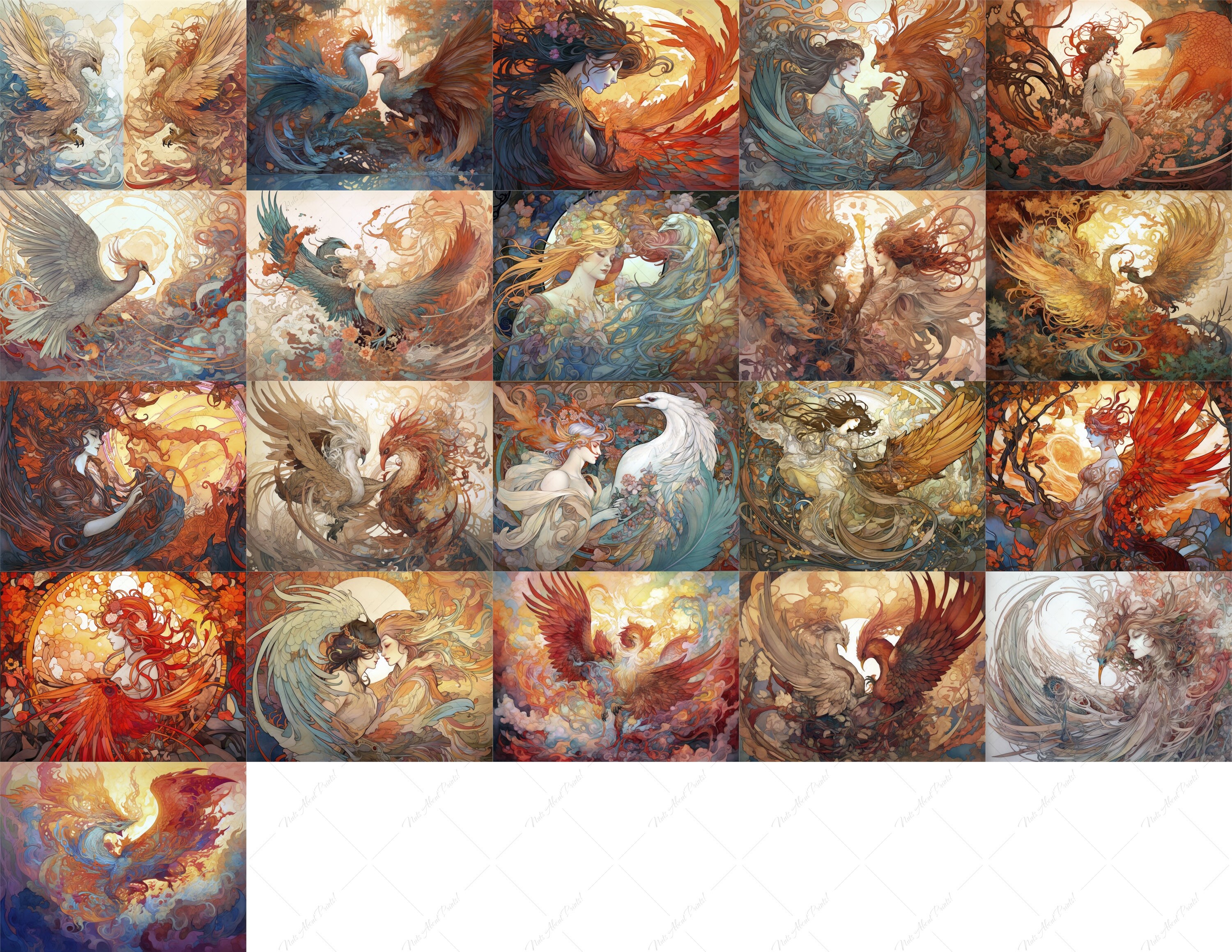 Fantasy Phoenix - Digital Paper BUNDLE, Phoenix Journal, Printable ...