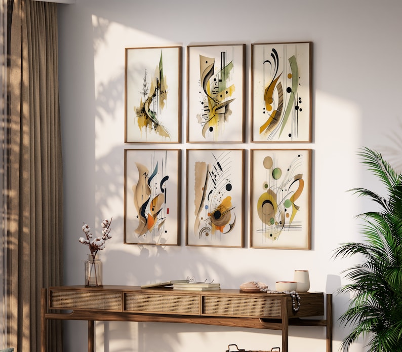 9-piece Mid-century Modern Art Bundle, Music Motif Posters, Art Deco ...